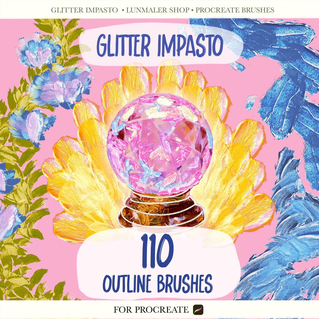 Glitter Impasto Brushes for Procreate. Glitter Realistic Oil Brushes ...