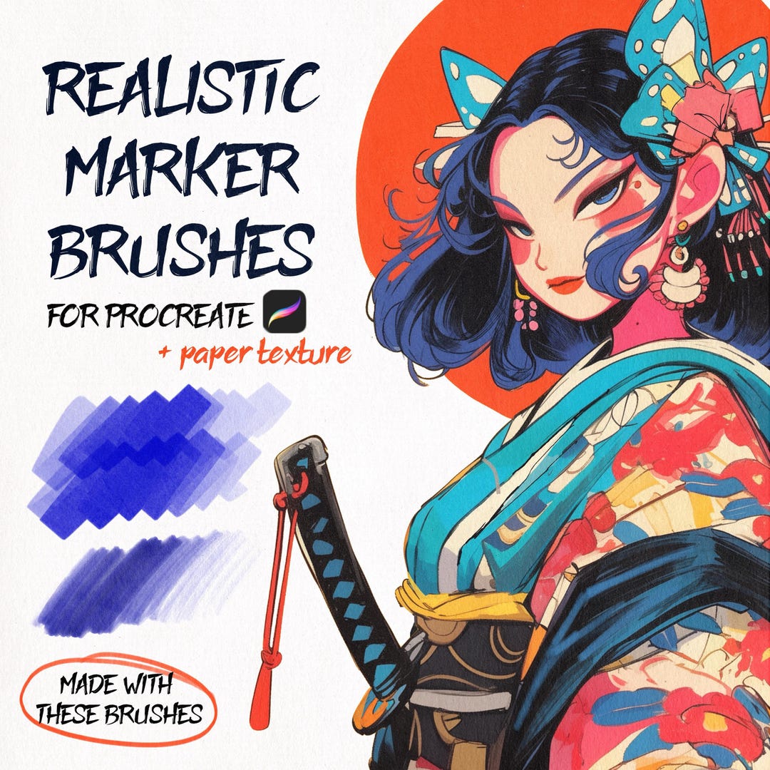 Realistic Marker Brushes for Procreate – Copic Style | Alcohol Ink ...