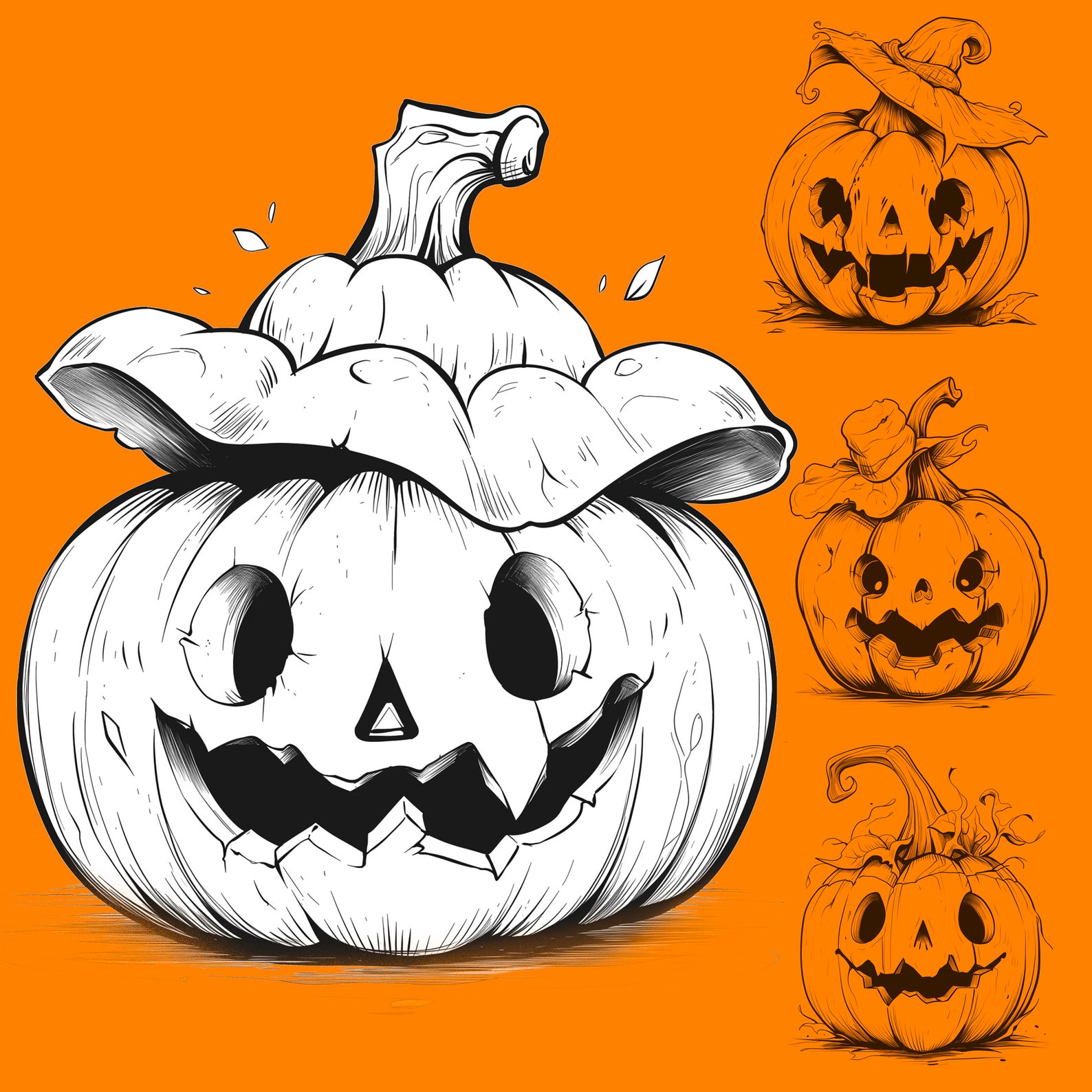 300 Halloween Pumpkin Stamp Brushes for Procreate (brushset Digital ...