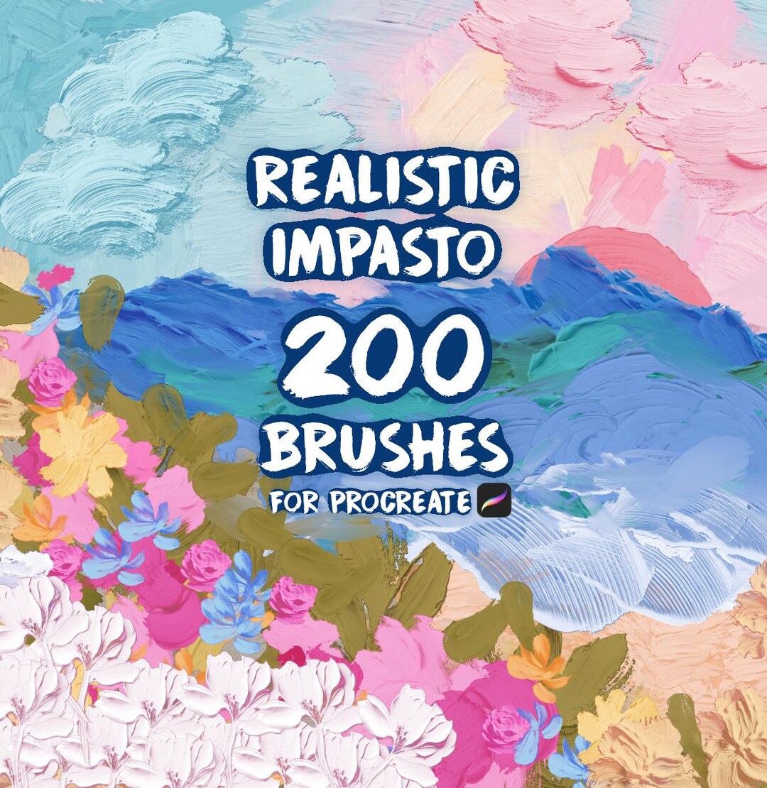 Impasto Stamp and Outline Brushes for Procreate. Oil, Gouache Realistic ...