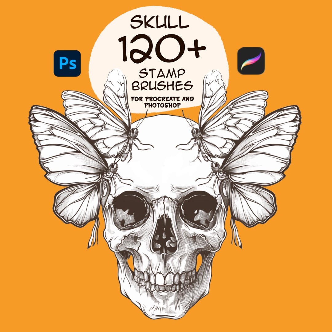 120+ Skull Stamp Brushes for Procreate & Photoshop (digital Brushes) - Etsy