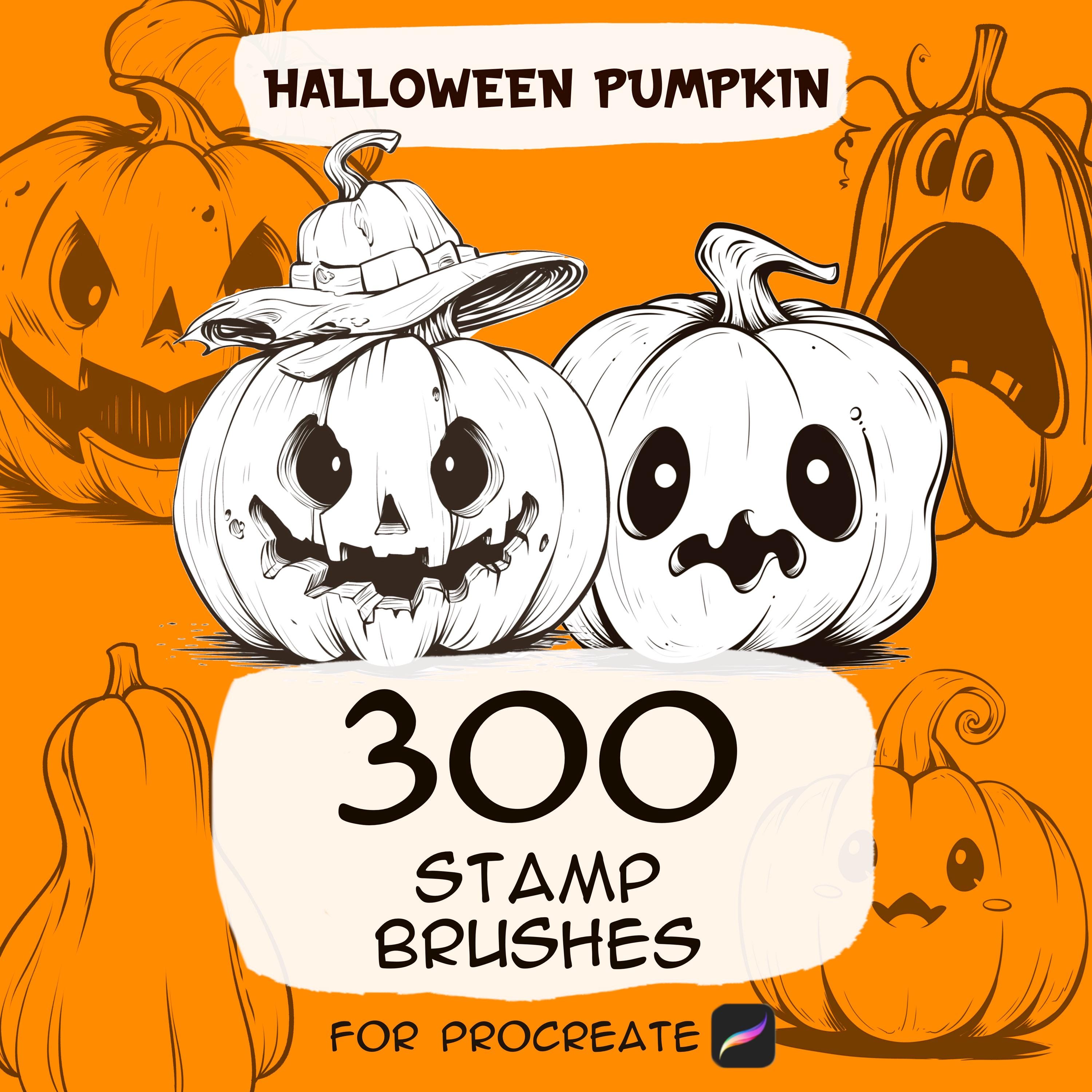 300 Halloween Pumpkin Stamp Brushes for Procreate (brushset Digital ...