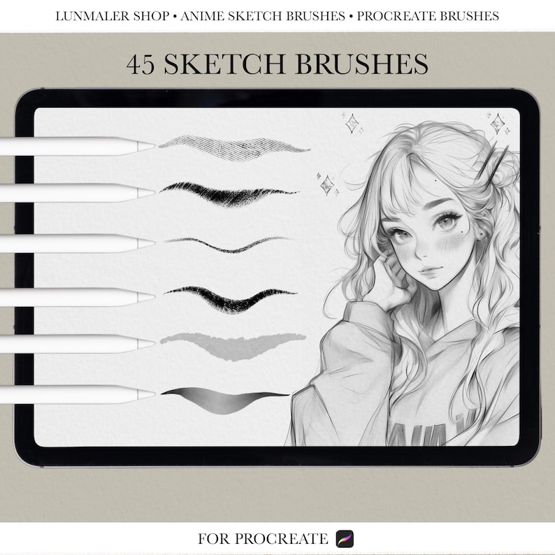 Realistic Sketch Brushes for Procreate. Anime Brushes. Manga Style ...