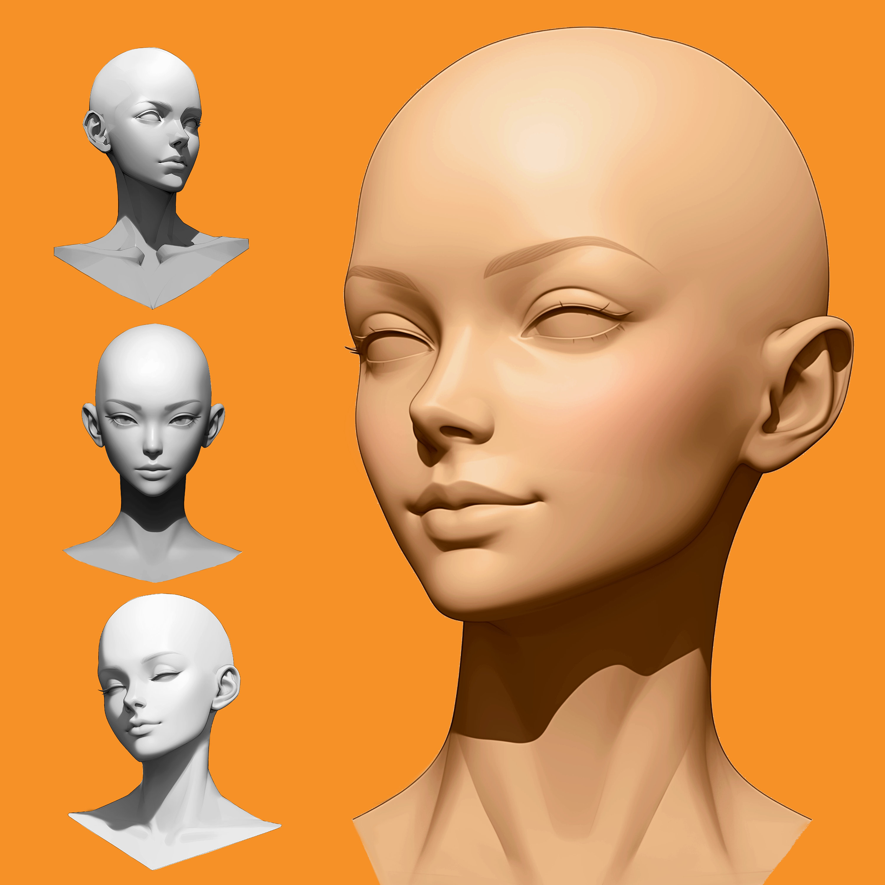 3d Head Stamp Brushes for Procreate, Procreate Skin Tone, Procreate ...