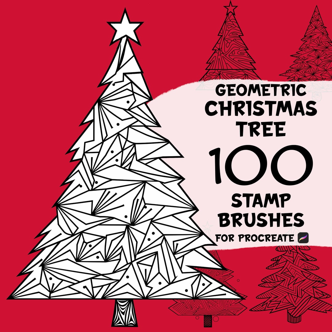 100 Geometric Christmas Tree Stamp Brushes for Procreate (digital ...