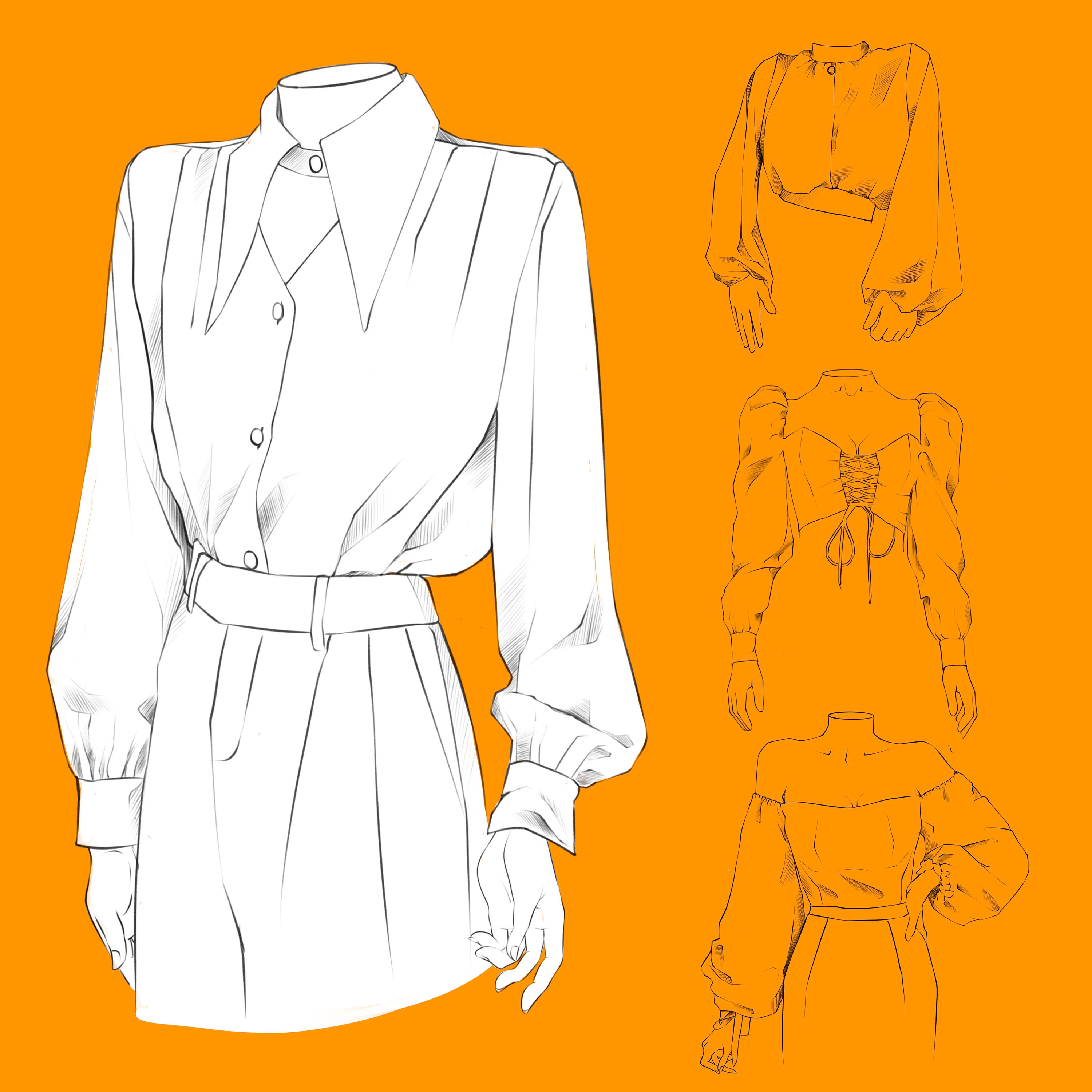 35 Blouse Stamp Brushes for Procreate (digital Download) - Etsy