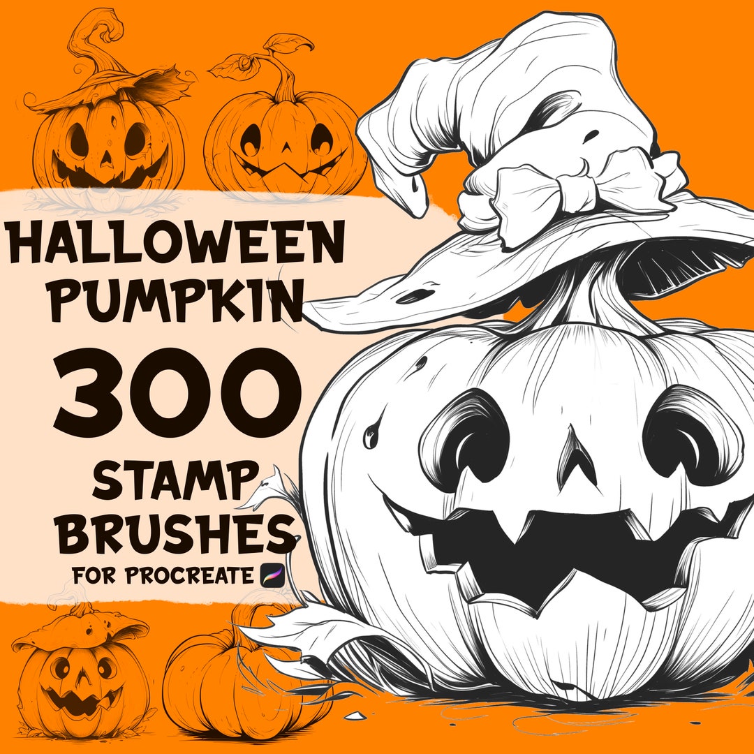 300 Halloween Pumpkin Stamp Brushes for Procreate, Procreate Design ...