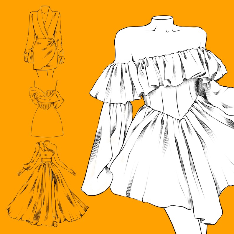60 Dress Stamp Brushes for Procreate, Procreate Stamps, Procreate ...