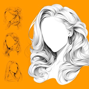 200 Procreate Hair Stamps, Procreate Women's Hairstyles Stamp Brushes ...