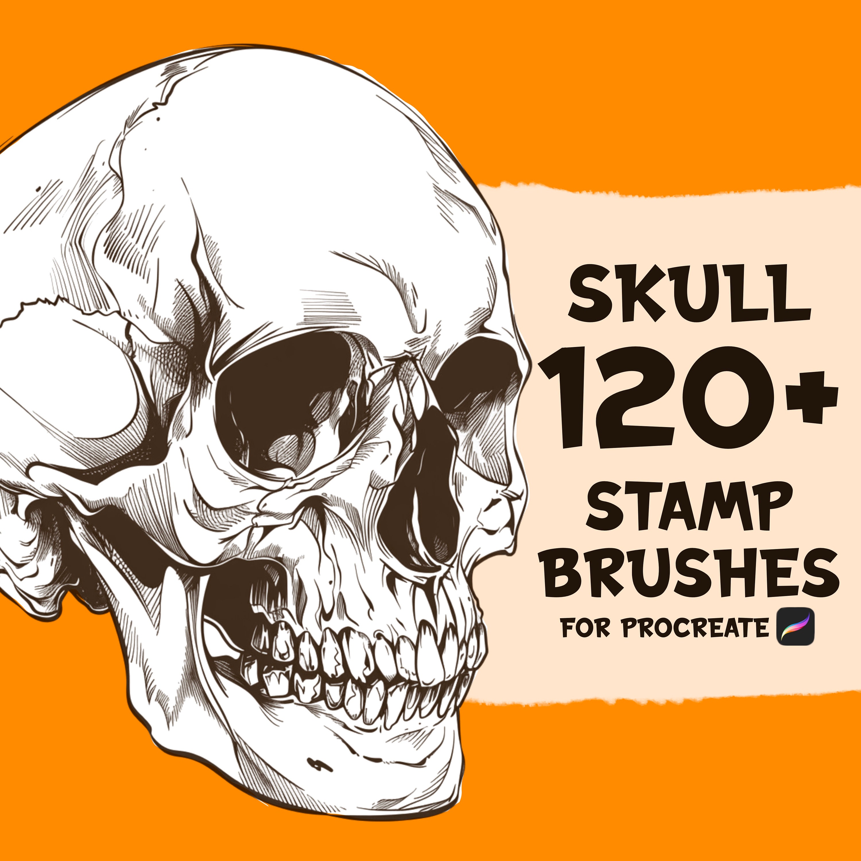 127 Skull Procreate Stamp Brushes, Skull Stamp Brushes, Skull Tattoo ...