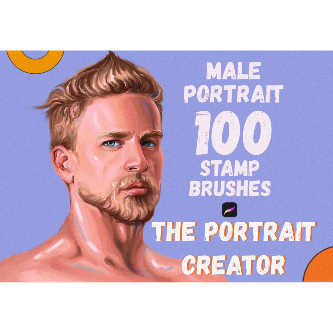 100 Male Stamp Brushes, Portrait Creator, Stamp Brushes for Procreate ...
