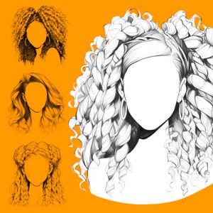 200 Procreate Hair Stamps, Procreate Women's Hairstyles Stamp Brushes ...