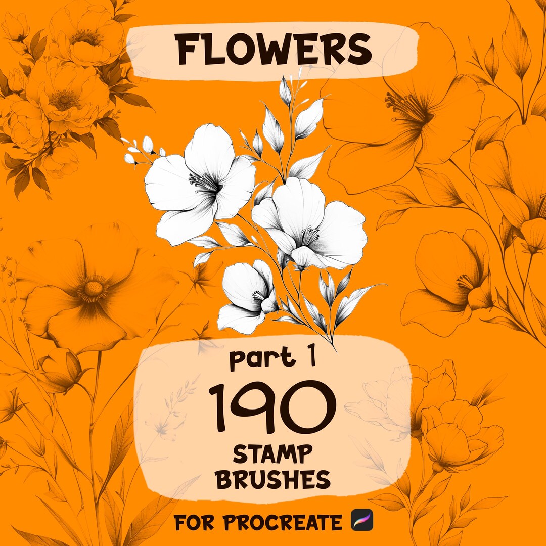 190 Flower Stamp Brushes for Procreate (digital Download .brushset File ...