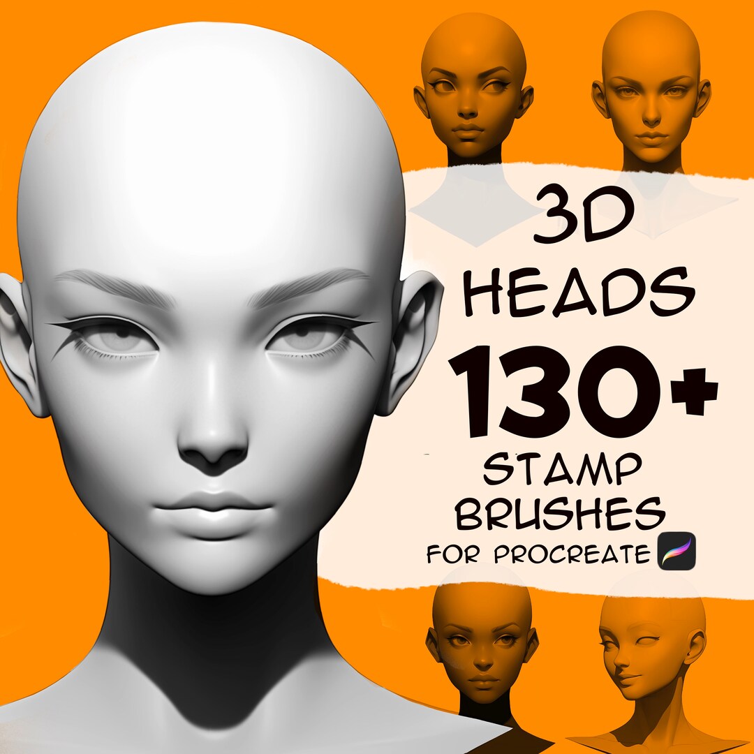3d Head Stamp Brushes for Procreate, Procreate Skin Tone, Procreate Stamp Brushes, Procreate ...