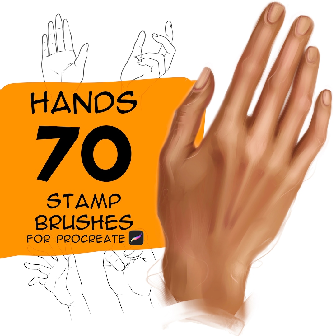 70 Hand Stamp Brushes for Procreate, Procreate, Procreate Stamps ...