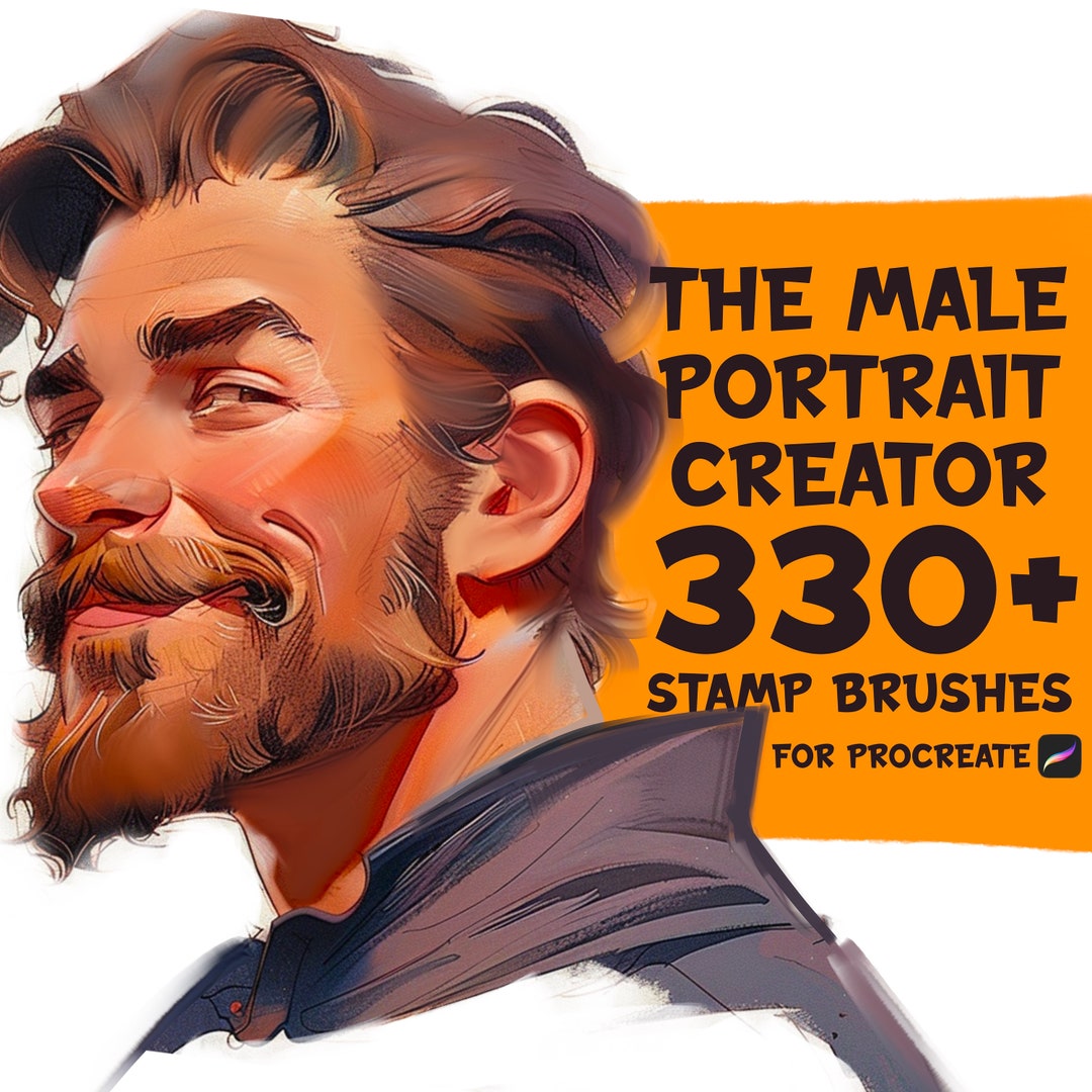The Male Portrait Creator 330+ Stamp Brushes for Procreate, Procreate ...