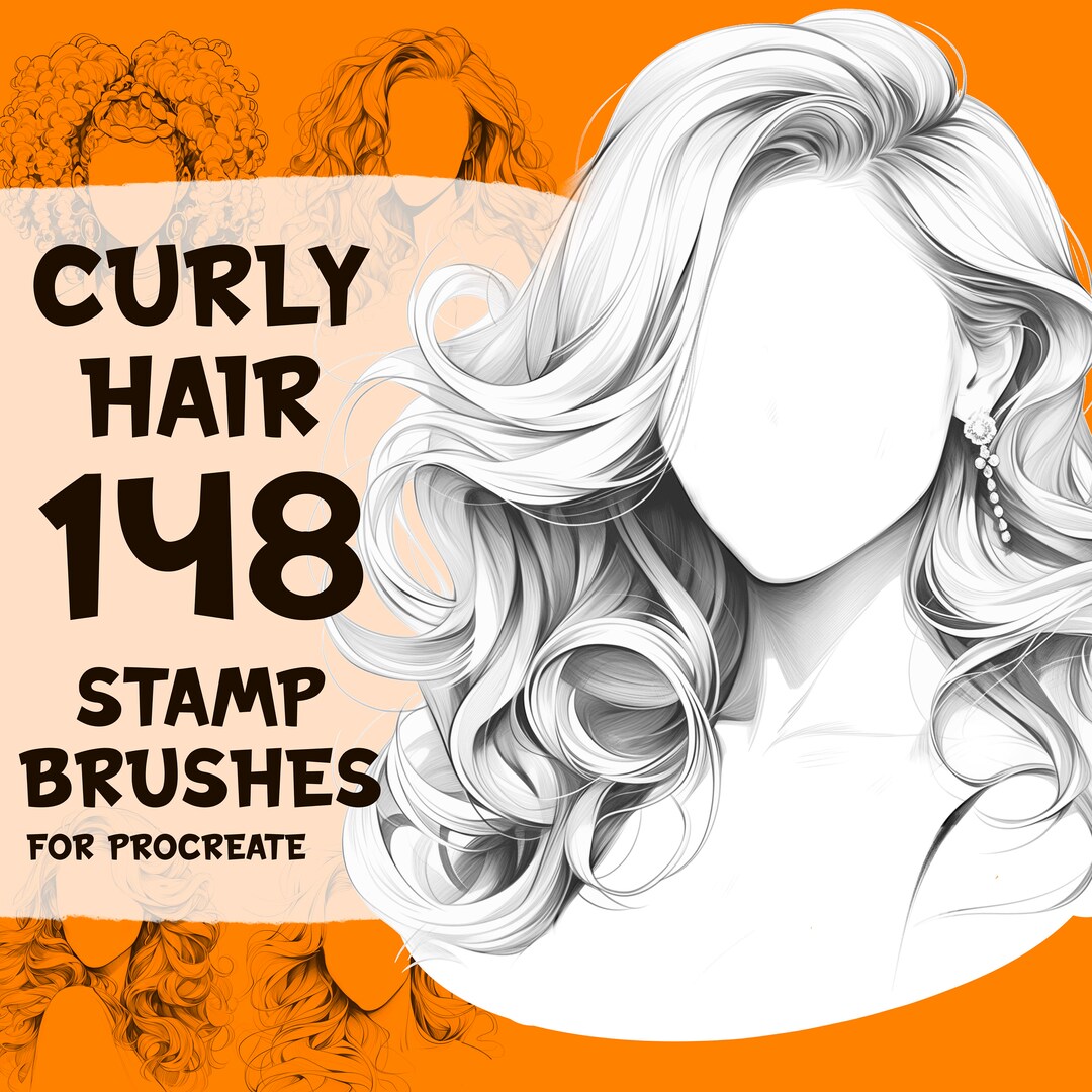 Curly Hair Stamp Brushes for Procreate, Procreate Hairstyle Stamp ...