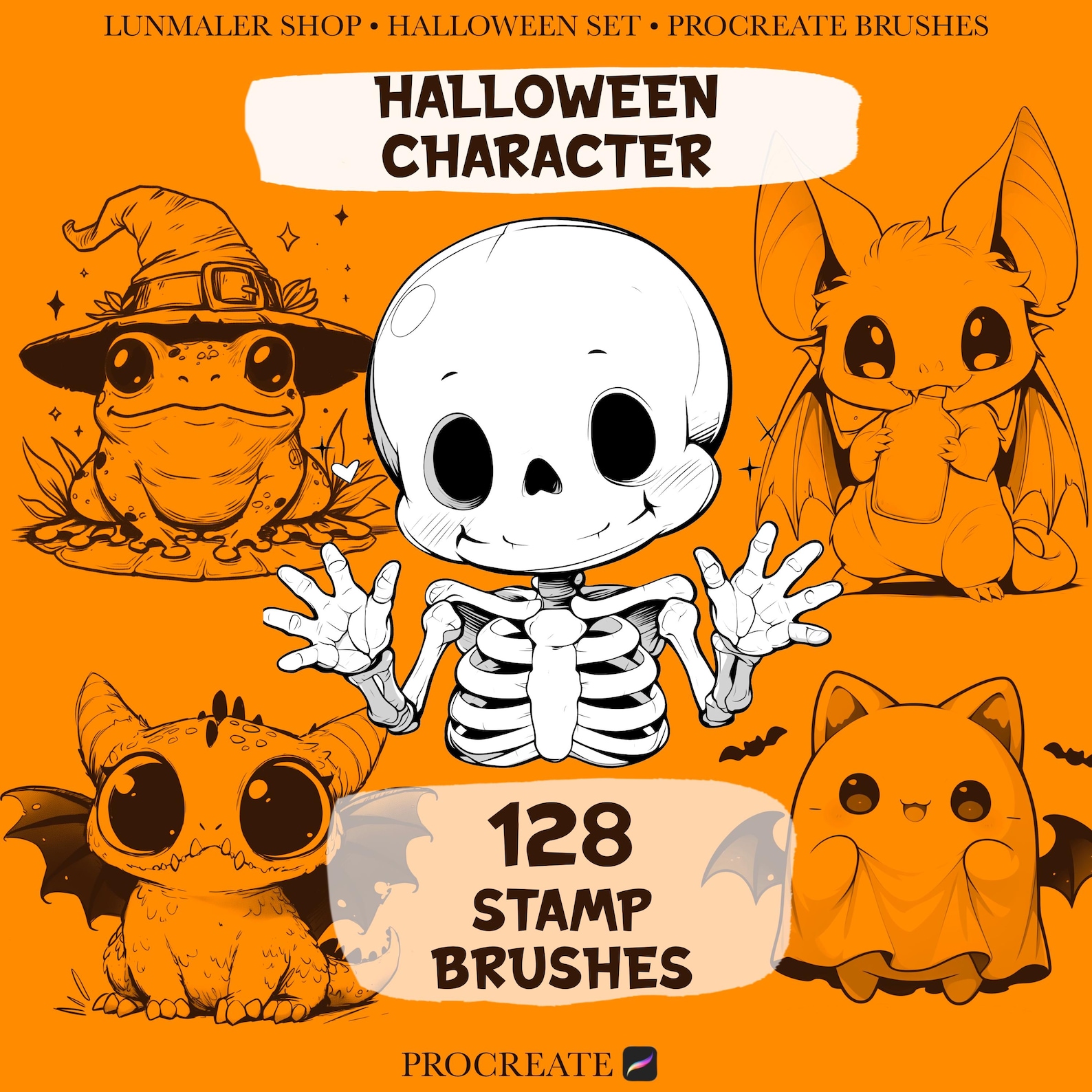 Halloween Procreate Stamp Brush Mega Set: Character, Ghost, Pumpkin ...