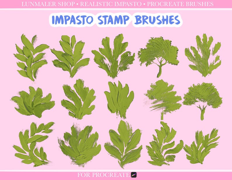 Impasto Stamp and Outline Brushes for Procreate. Oil, Gouache Realistic ...