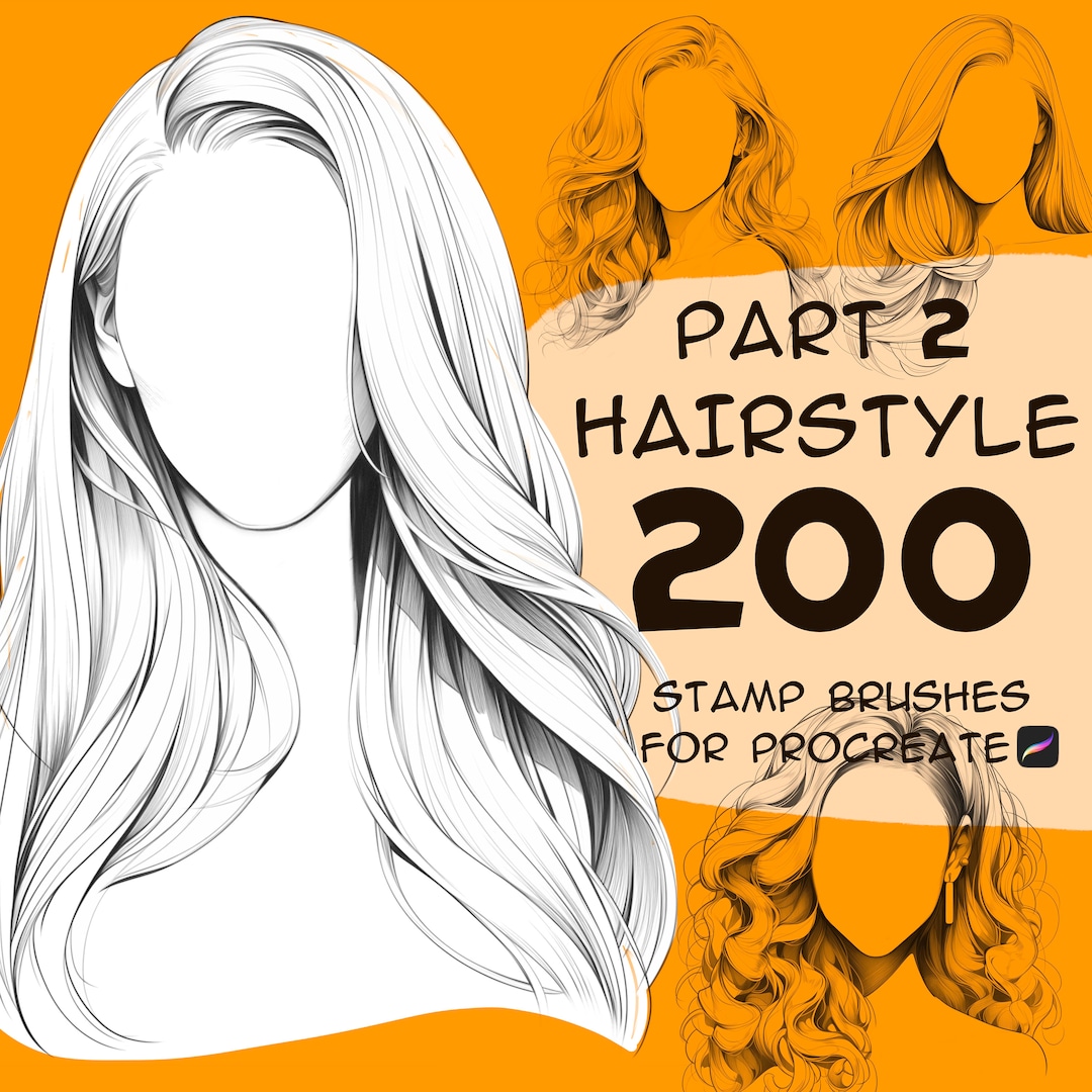 200 Procreate Hair Stamps, Procreate Women's Hairstyles Stamp Brushes ...