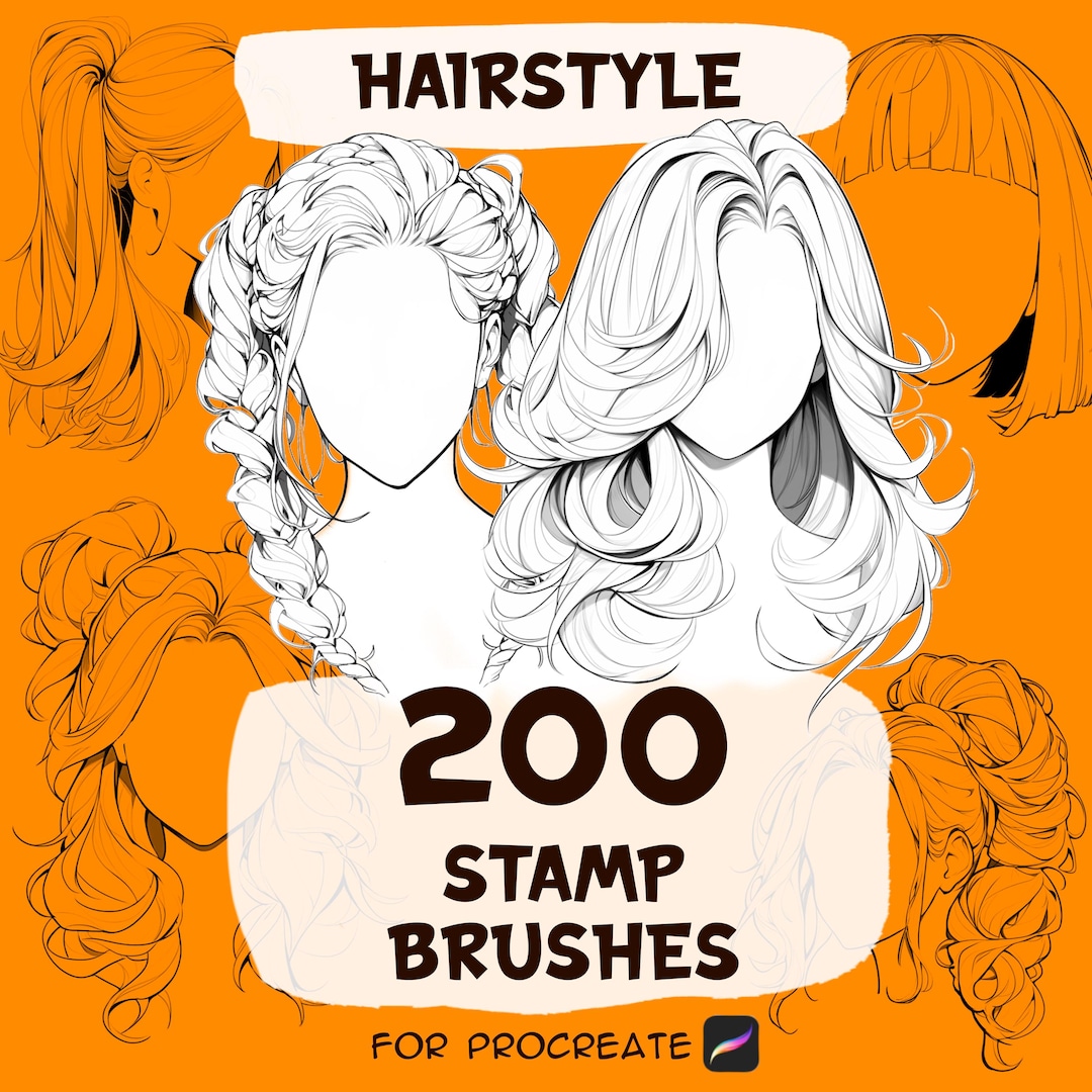 Hairstyle Stamp Brushes for Procreate App. Anime Hair Stamp Brushes ...