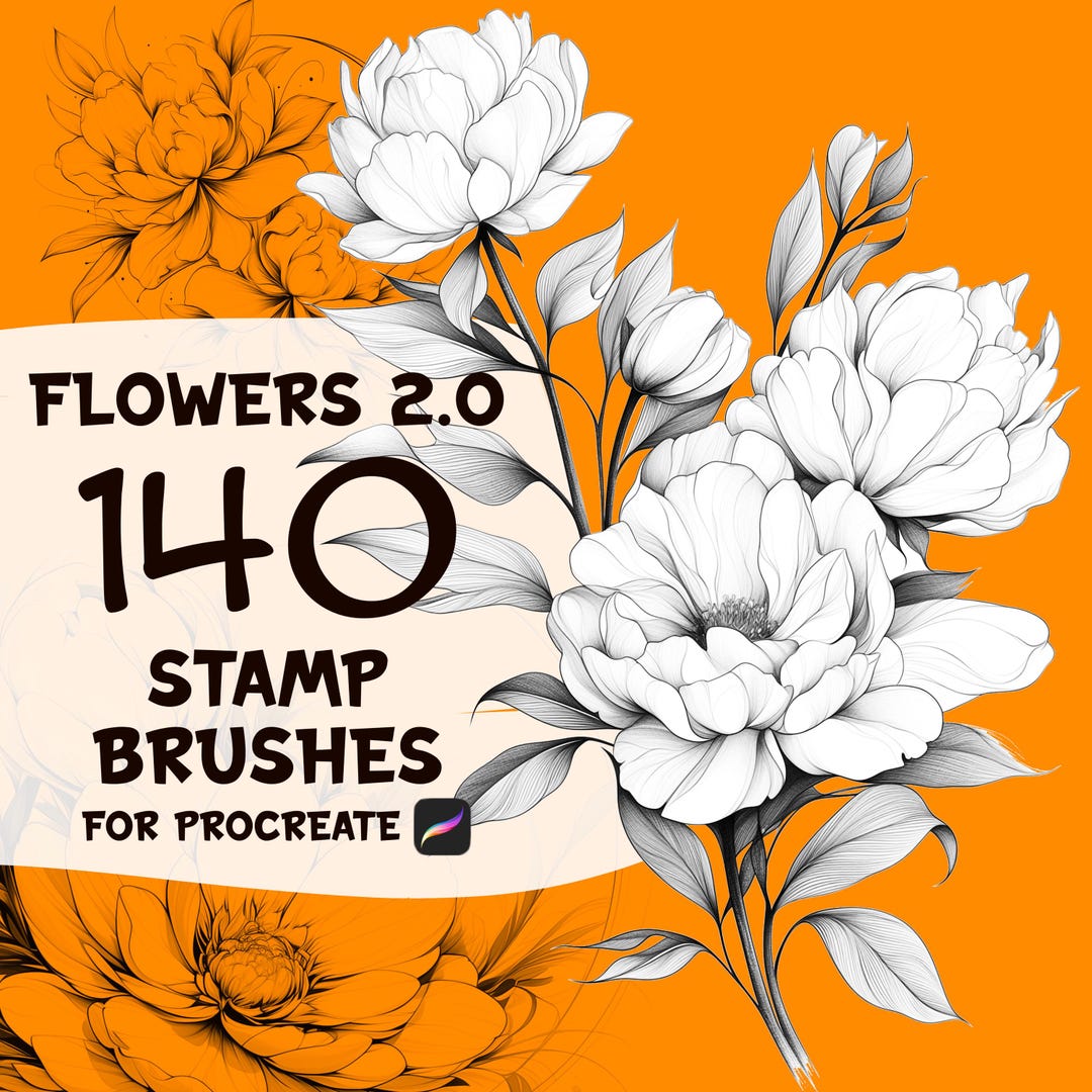 140 Flowers Stamp Brushes for Procreate, Procreate Stamp Brushes ...