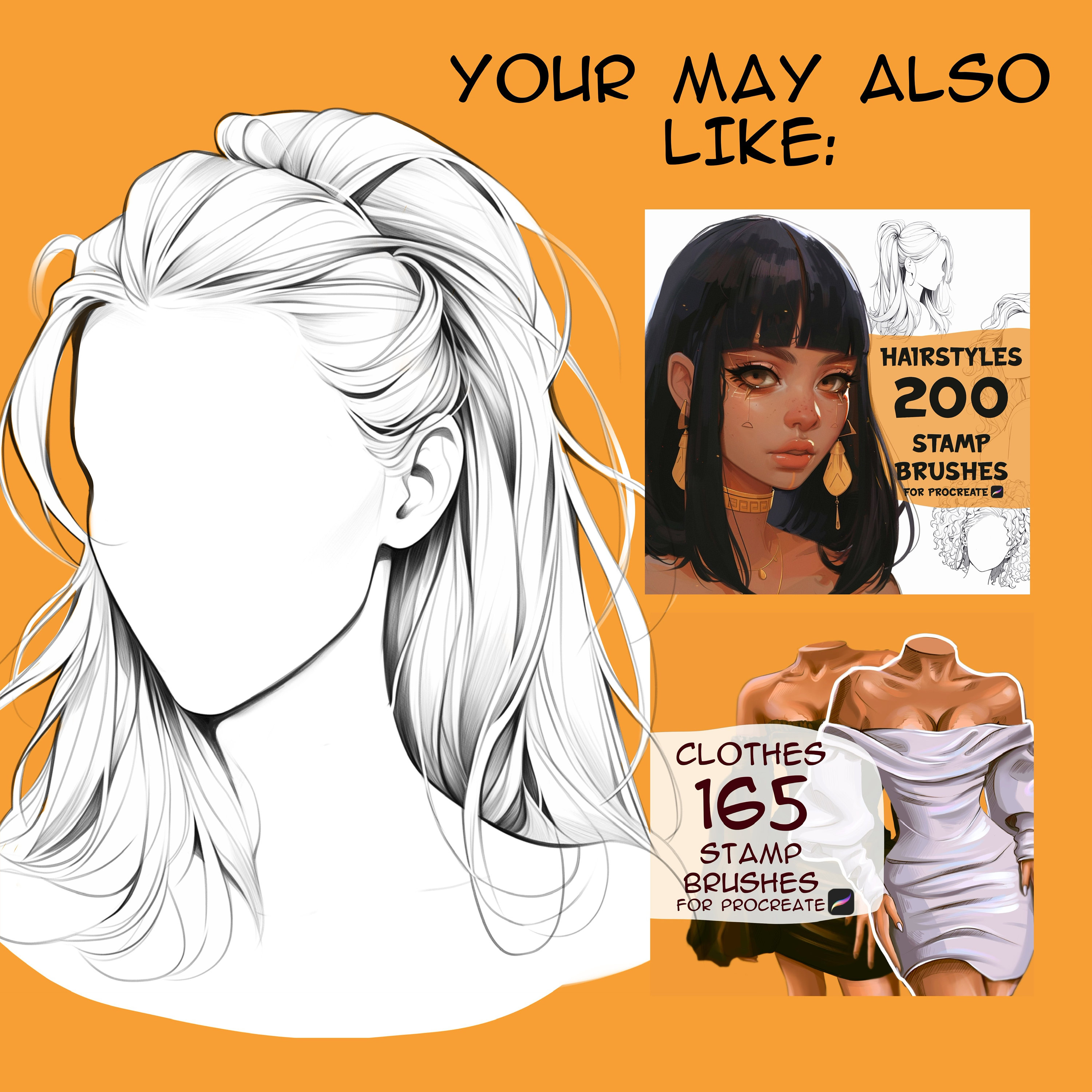 400 Hairstyle Stamp Brushes for Procreate (digital Download) - Etsy
