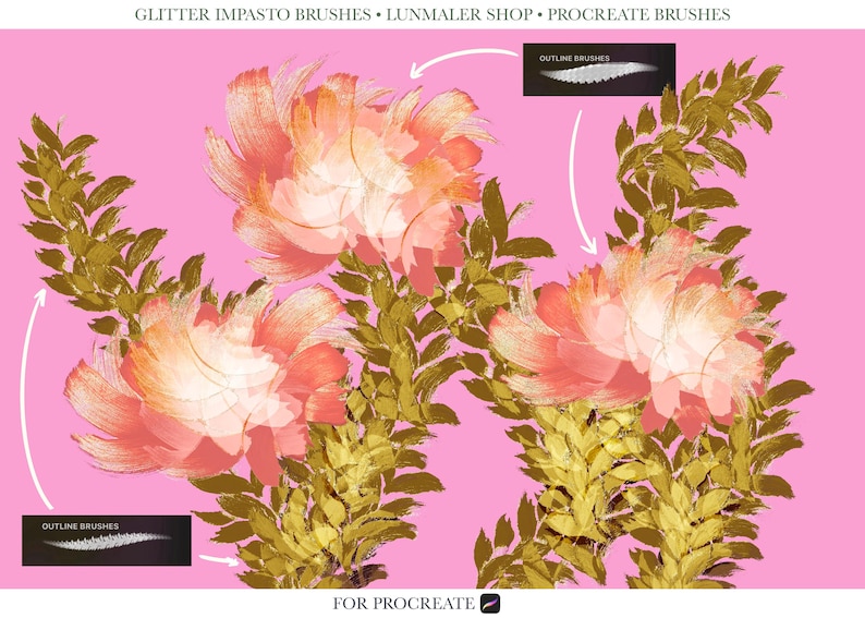 Glitter Impasto Brushes for Procreate. Glitter Realistic Oil Brushes ...
