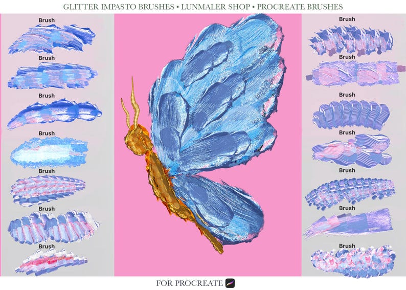 Glitter Impasto Brushes for Procreate. Glitter Realistic Oil Brushes ...