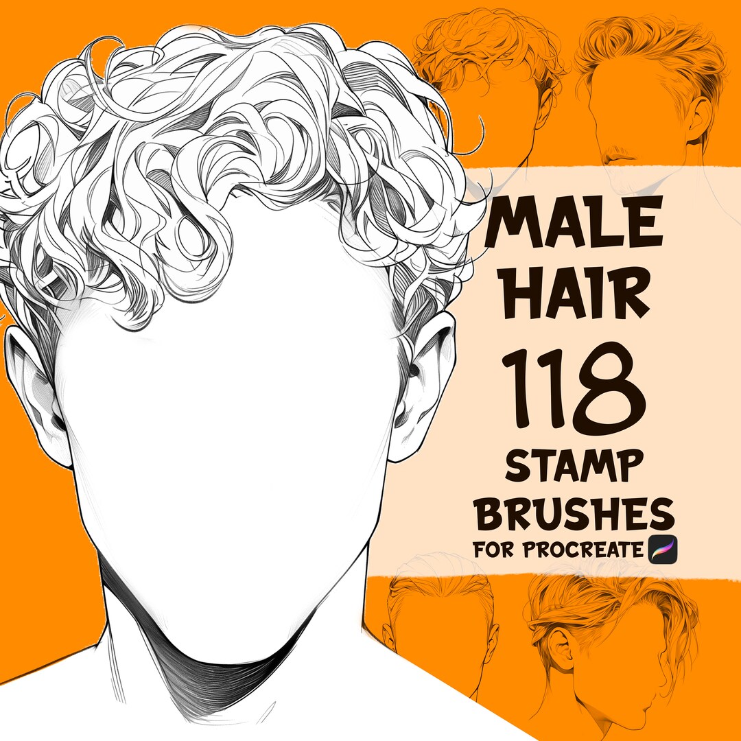 118 Male Hair Stamp Brushes for Procreate, Procreate Stamp Brushes ...