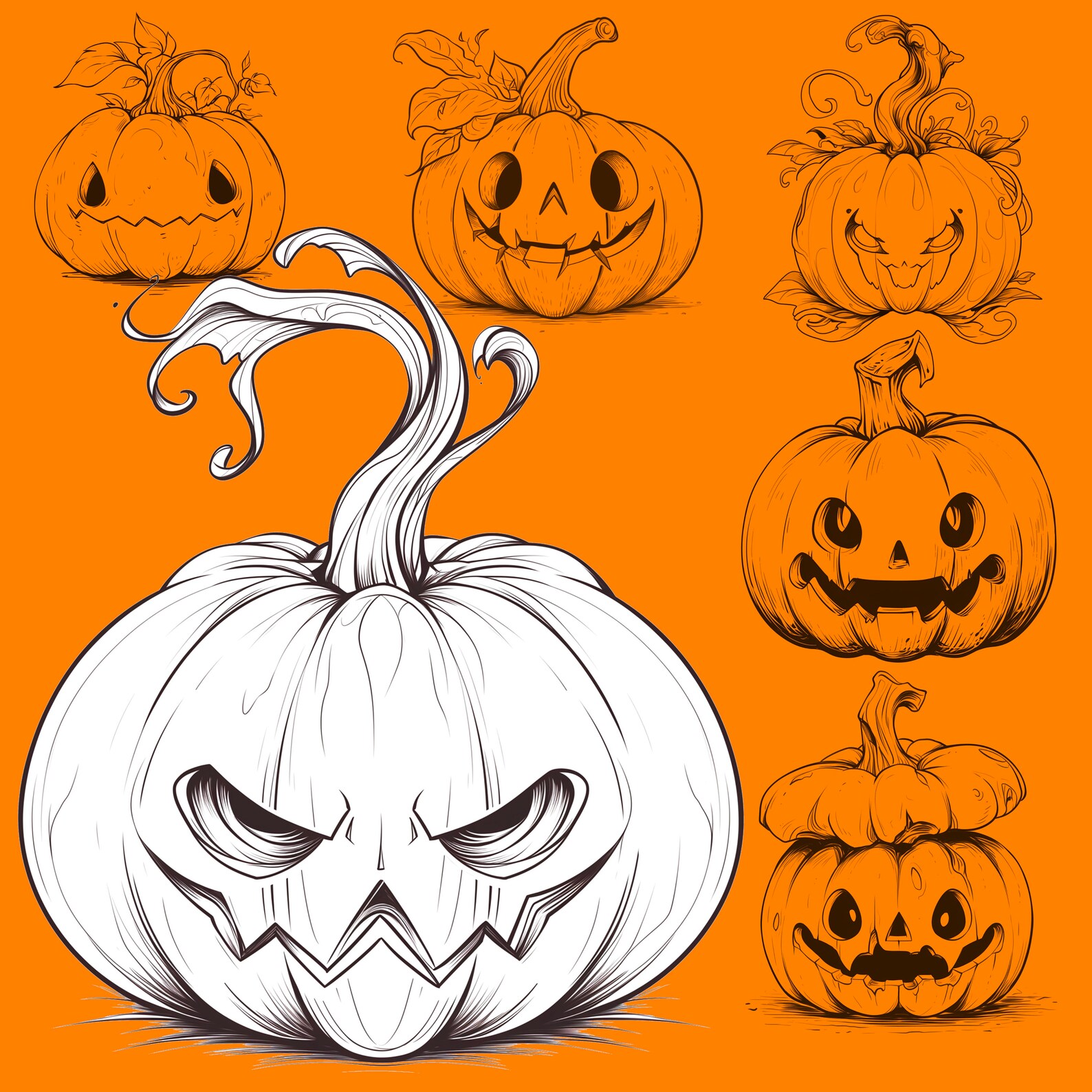 300 Halloween Pumpkin Stamp Brushes for Procreate (brushset Digital ...