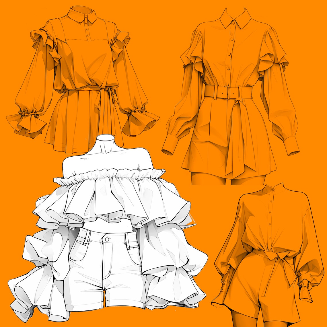 214 Clothing Stamp Brushes for Procreate. Cartoon Clothes Brushes ...