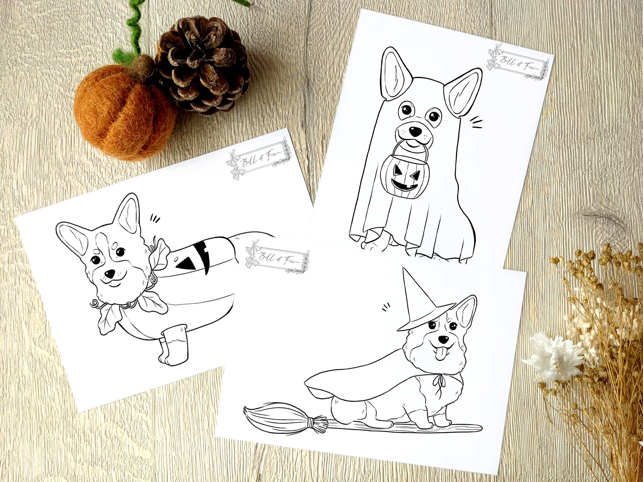 Printable Halloween Corgi Colouring Pages, Spooky Dog Inspired ...