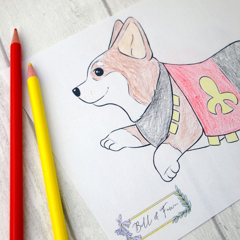 Printable Royal Corgi Colouring Pages, Medieval Dogs Colouring Sheets ...