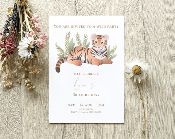 Tiger Birthday Party Invitation Digital Download Printable - Etsy