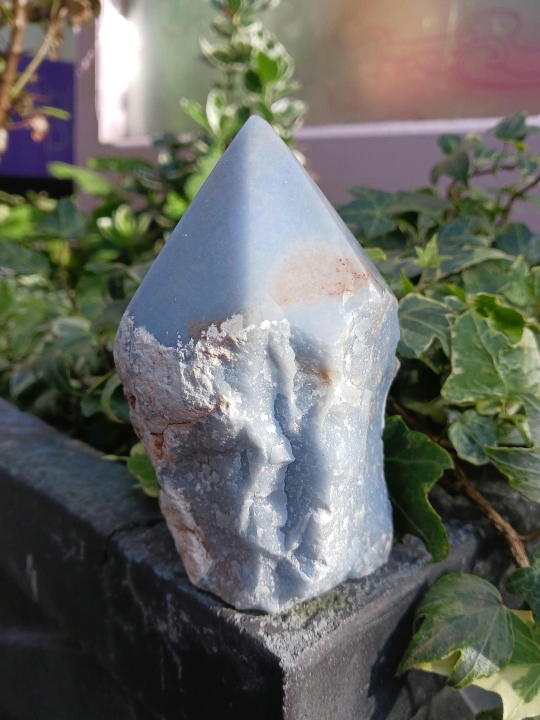 Angelite Large Cut Base Point Chunky Pyramid Tower Raw Half Polished - Etsy