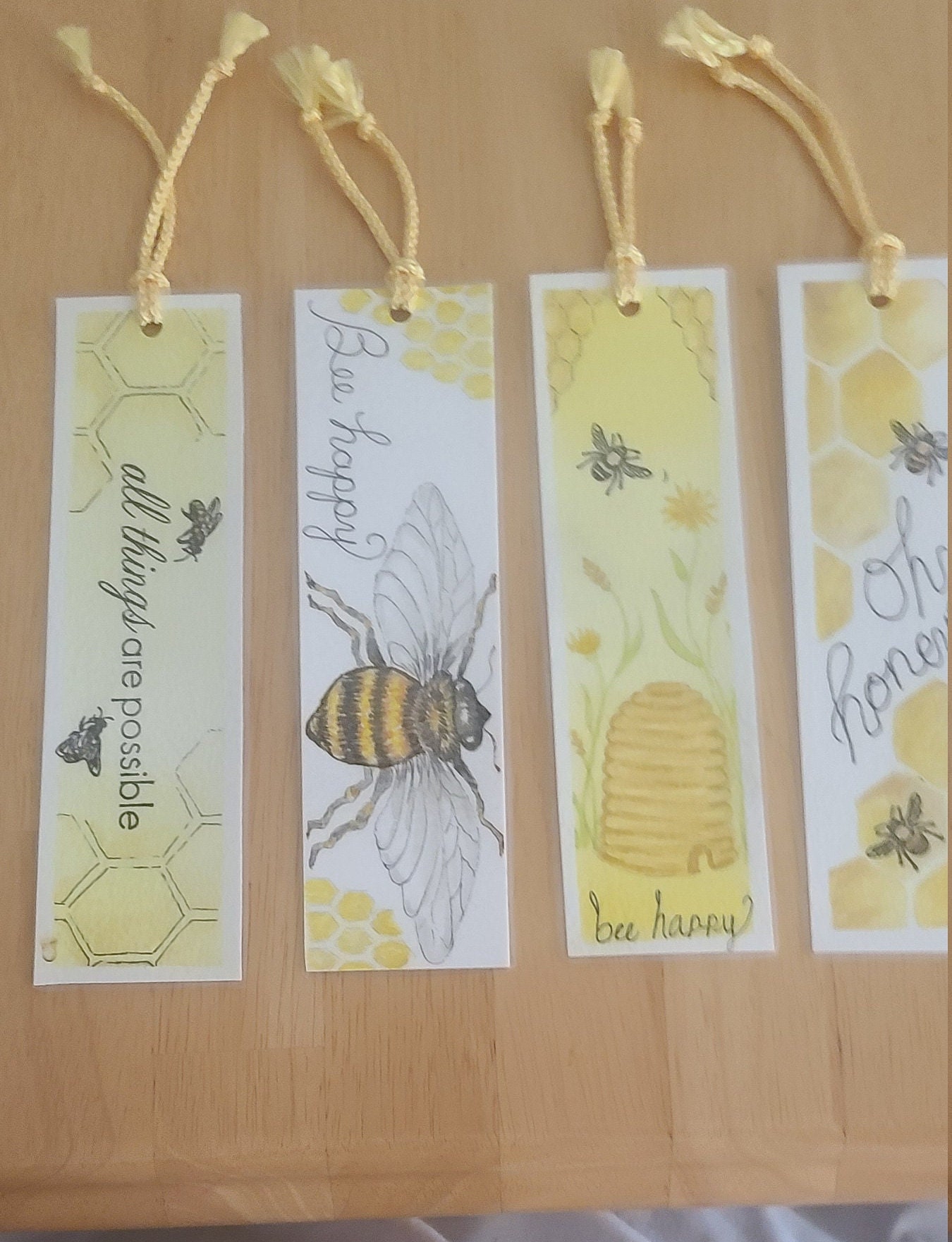 Hand Painted Watercolor Bookmarks, Bees - Etsy