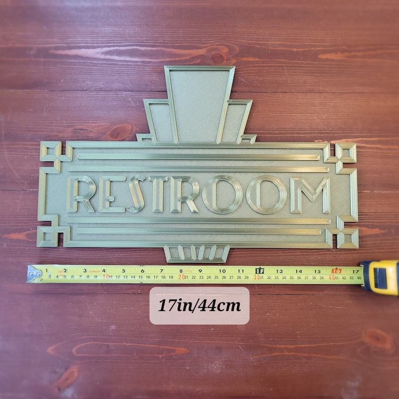 17in Single-color Art Deco Sign | Restroom Decor | 3D Printed ...