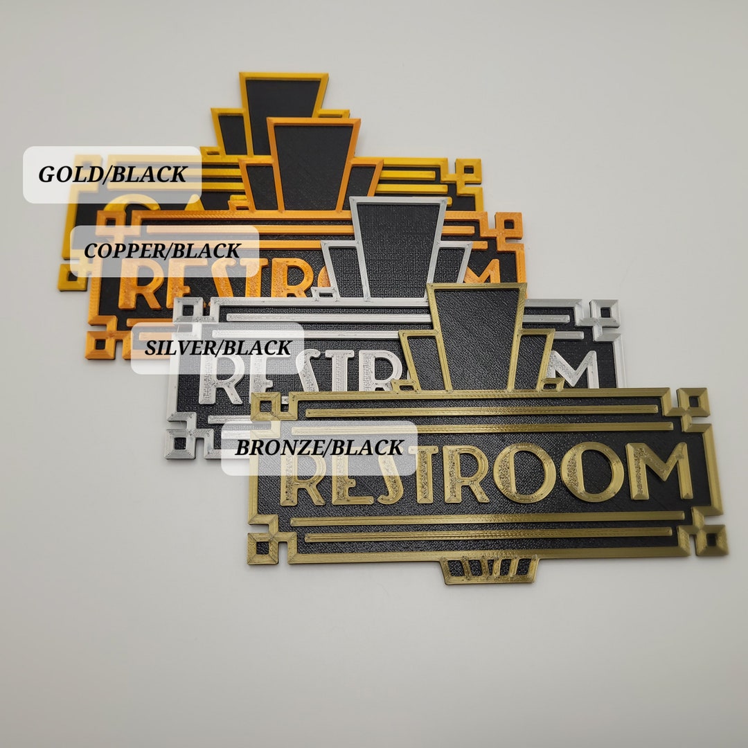 9in 2-color Restroom Art Deco Sign | Bathroom Decor | 3D Printed ...