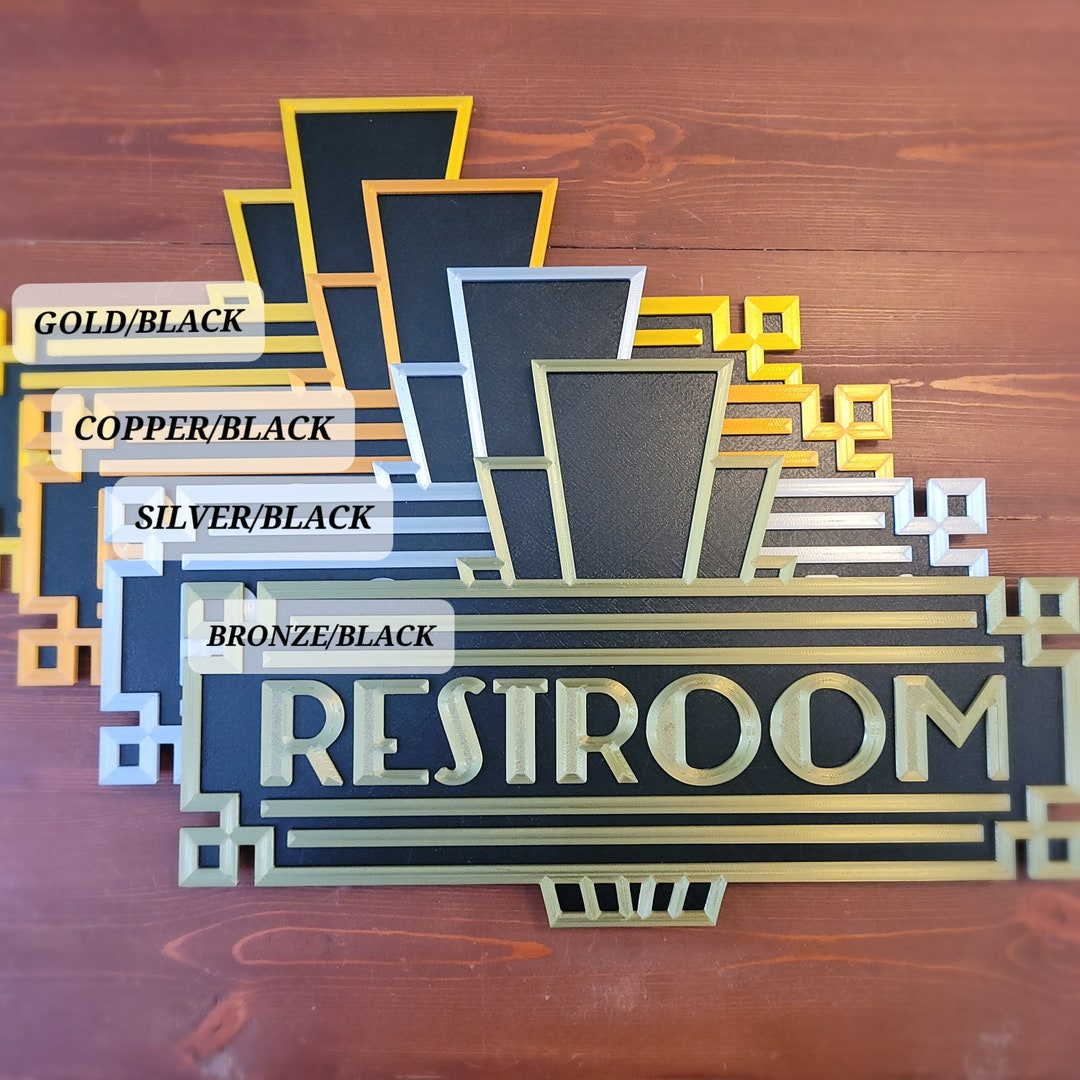 17in 2-color Art Deco Sign | Restroom Decor | 3D Printed Decoration ...