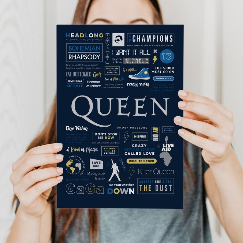 Queen Poster Print High Quality Print Bohemian Rhapsody Blue / A4 / A3 ...