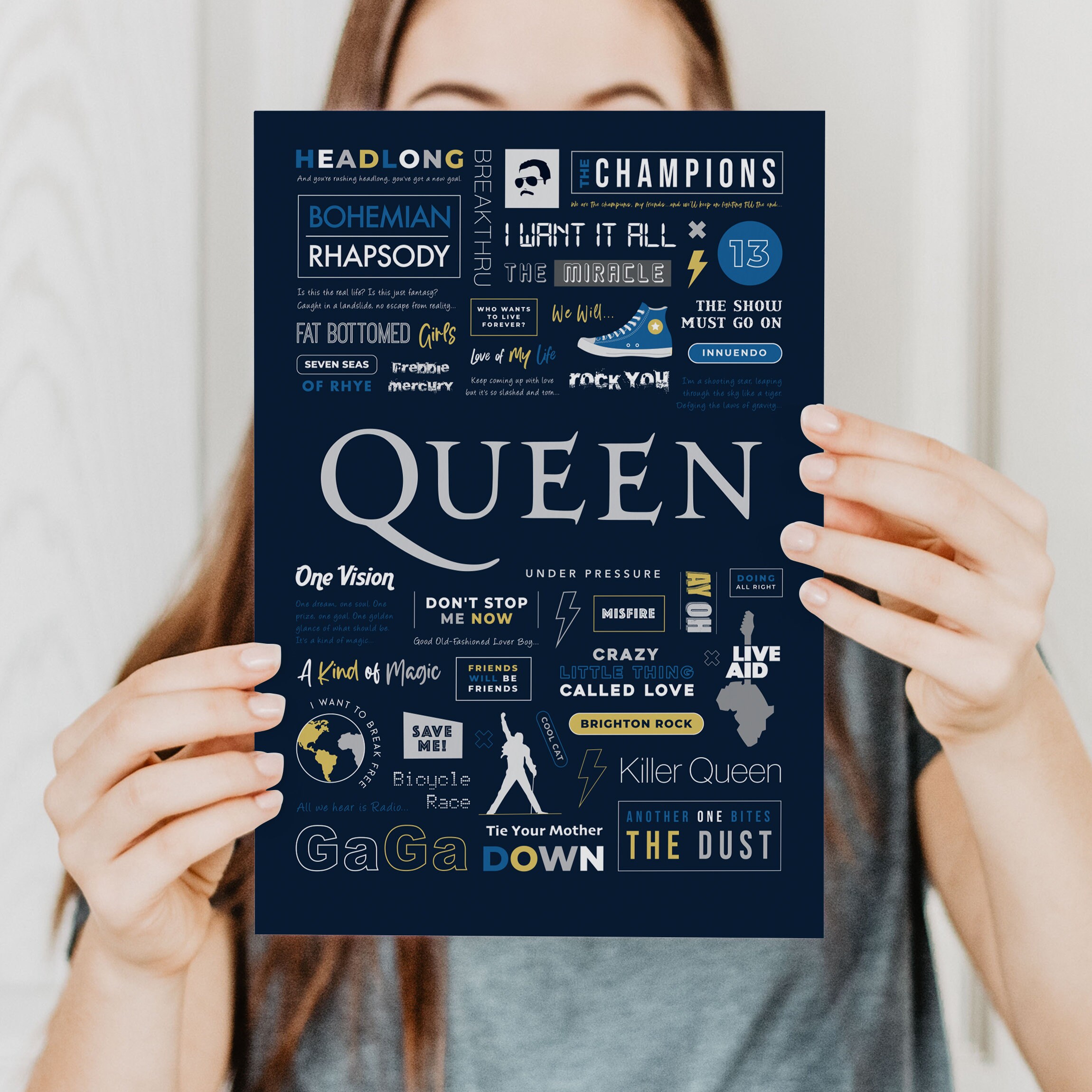 Queen Poster Print High Quality Print Bohemian Rhapsody Blue / A4 / A3 ...