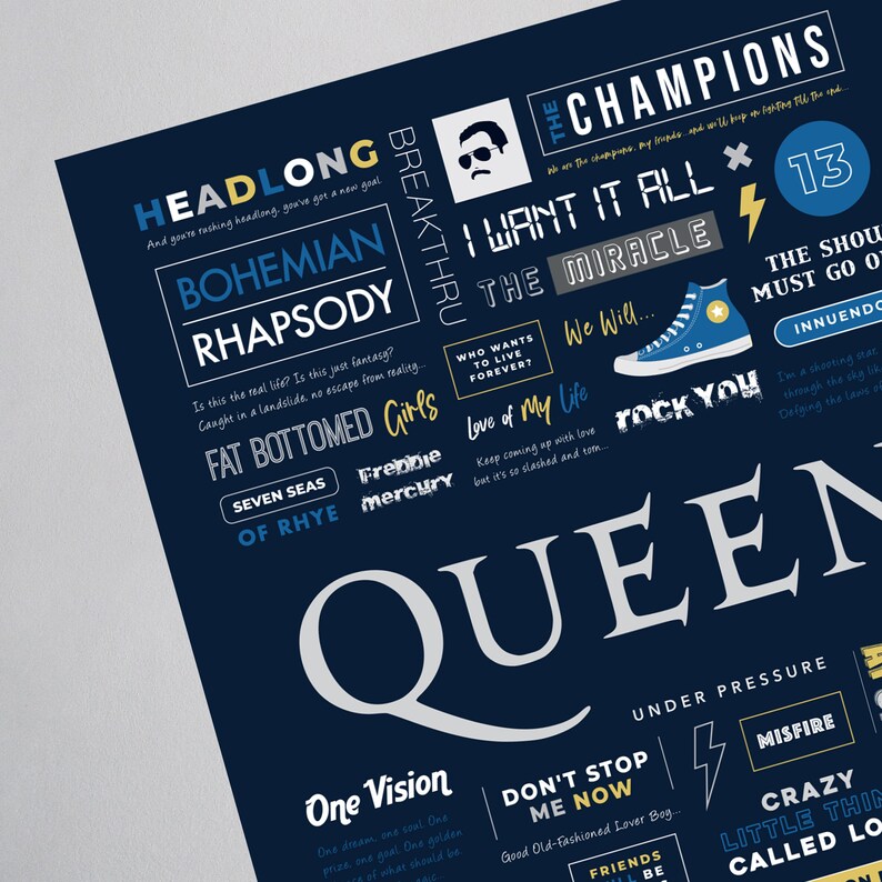 Queen Poster Print High Quality Print Bohemian Rhapsody Blue / A4 / A3 ...