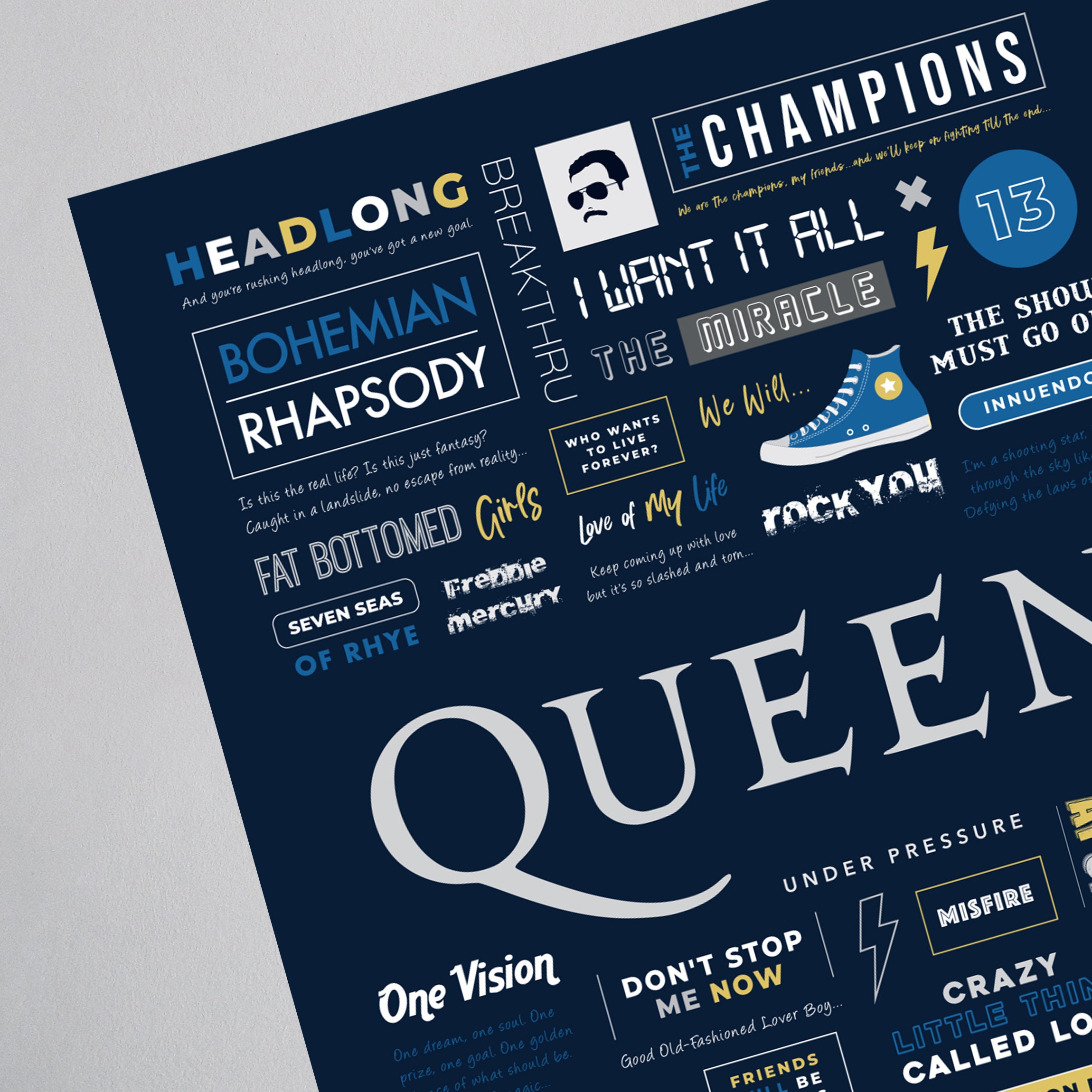Queen Poster Print High Quality Print Bohemian Rhapsody Blue / A4 / A3 ...