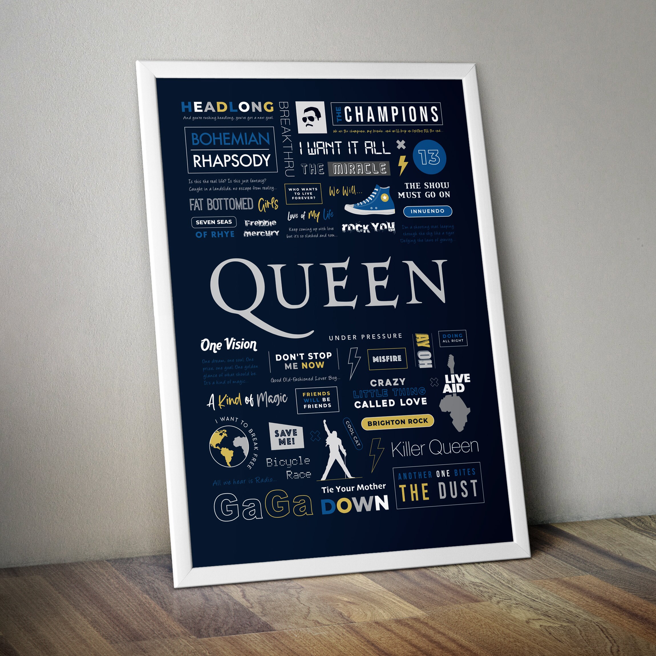 Queen Poster Print High Quality Print Bohemian Rhapsody Blue / A4 / A3 ...