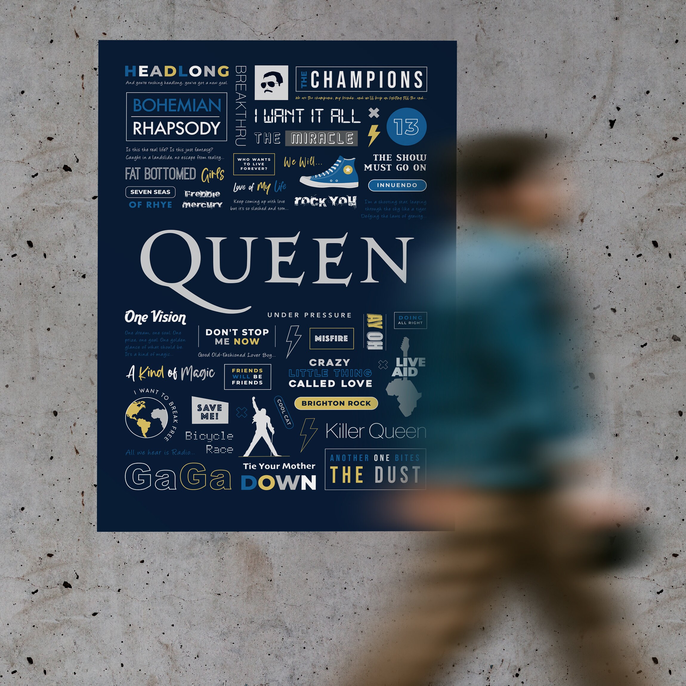 Queen Poster Print High Quality Print Bohemian Rhapsody Blue / A4 / A3 ...