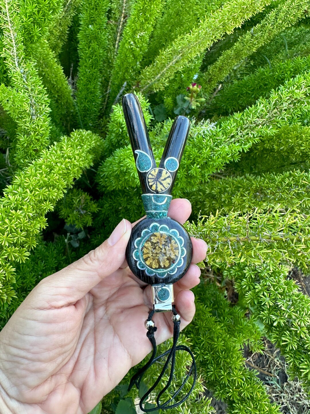 Chonta Wood Kuripe Necklace With Ayahuasca and Metal Design - Etsy