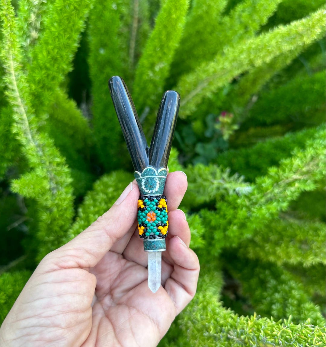 Beautifully Handcrafted Chonta Wood Shipibo Kuripe With Beats Metal and ...