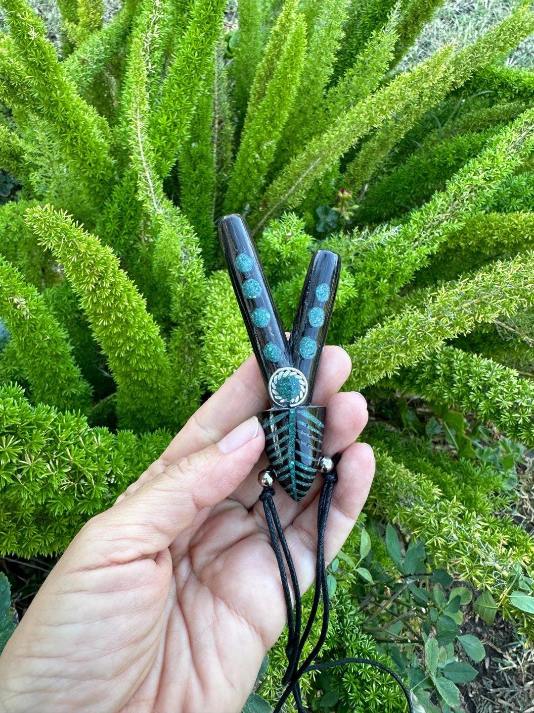 Beautifully Handcrafted Chonta Wood Shipibo Kuripe Necklace With Stone ...