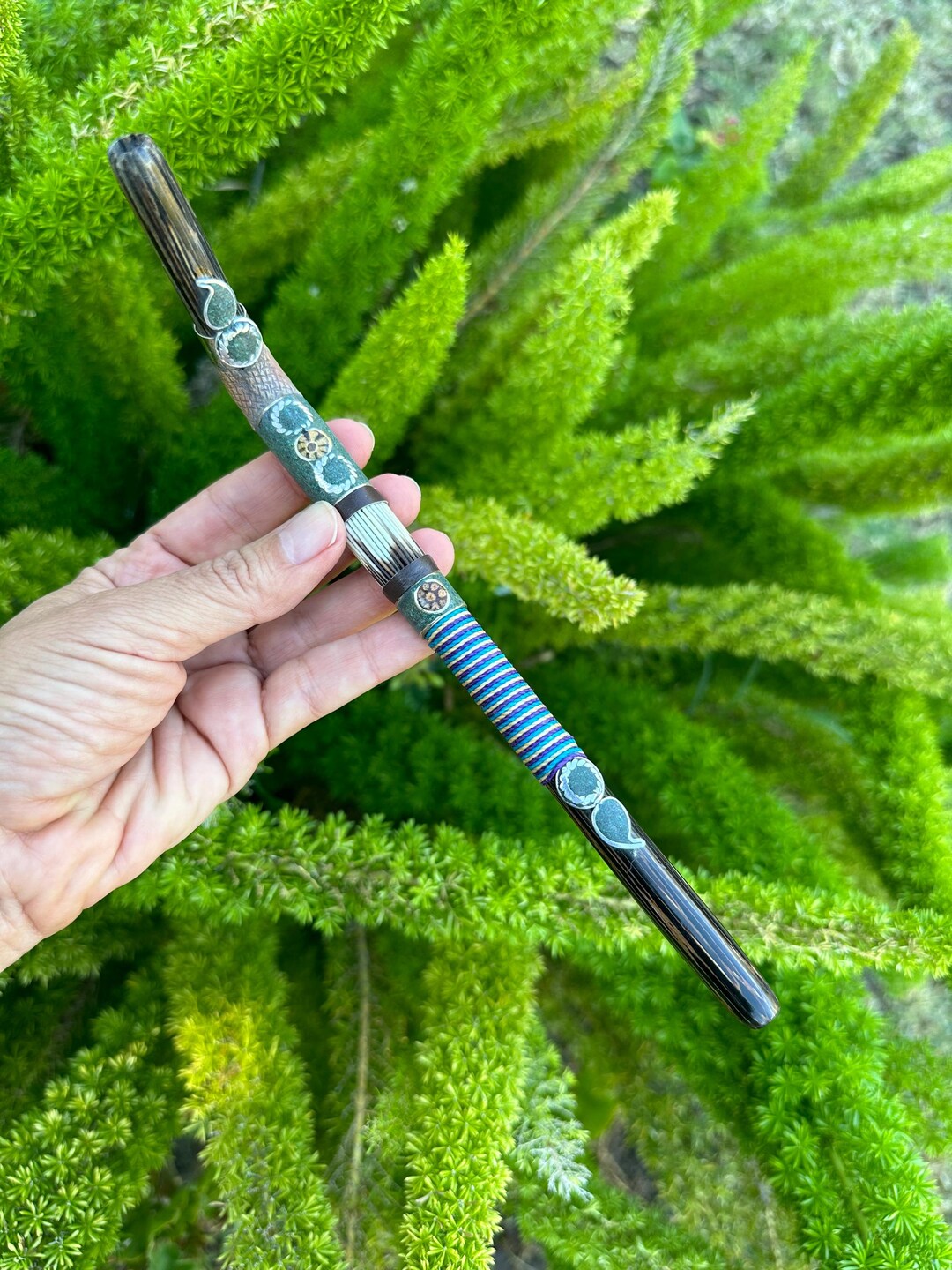 Beautiful Handmade Shipibo Chonta Wood Tepi With Metal, Ayahuasca Vine ...